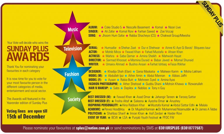 Sunday plus Awards 2012 - Rewaj | Women Lifestyle